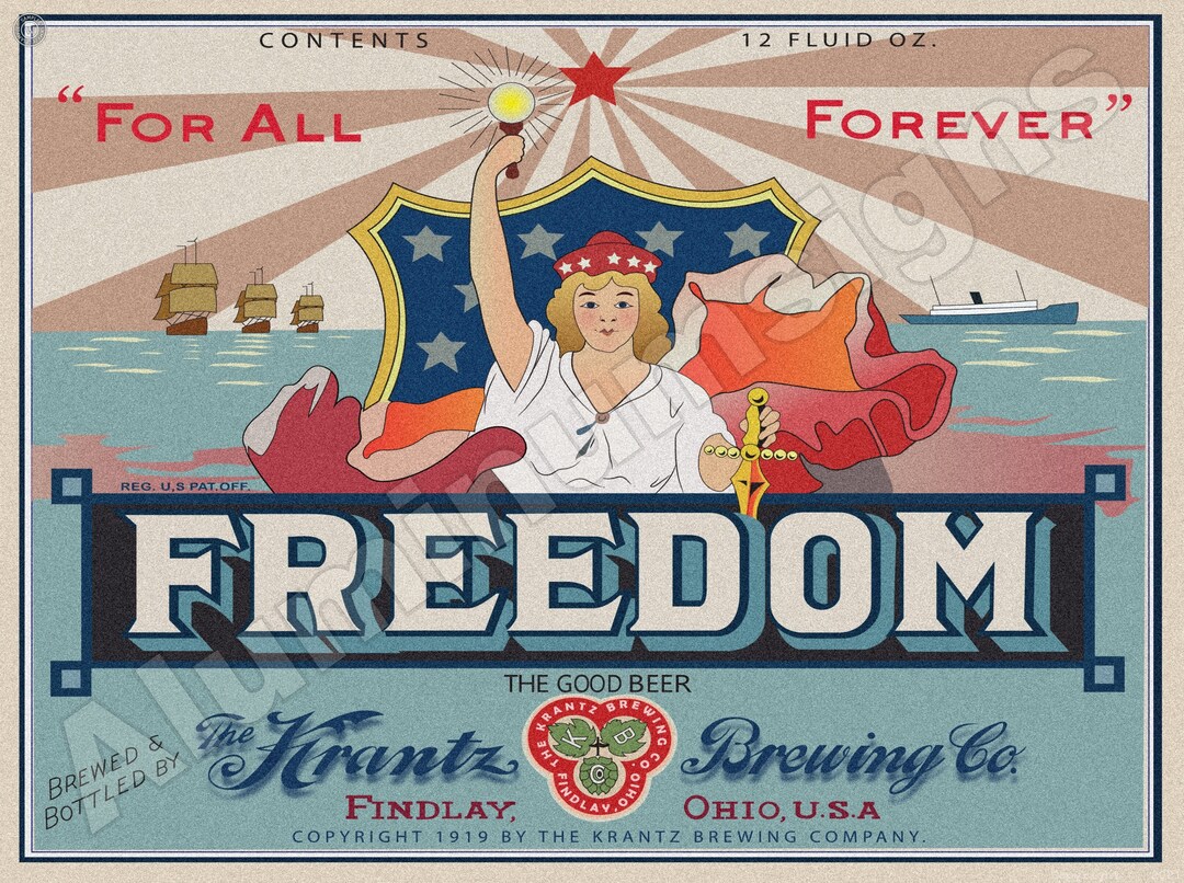 Freedom Beer Label 12 X 16 Sign - Etsy