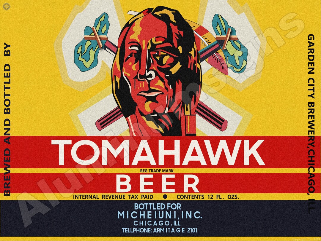 Tomahawk Beer Label 12 X 16 Sign - Etsy