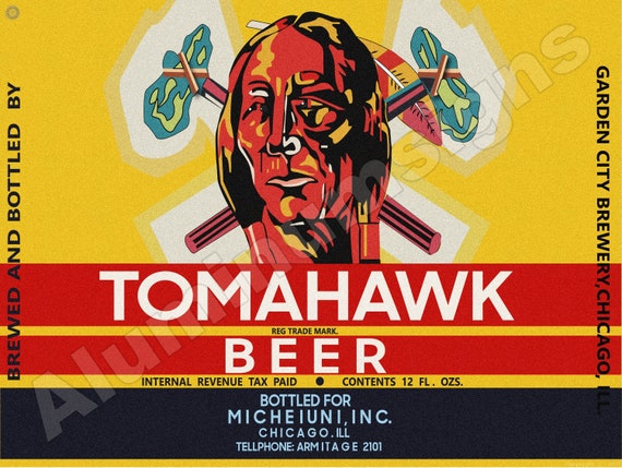 Tomahawk Beer Label 9 X 12 Sign - Etsy