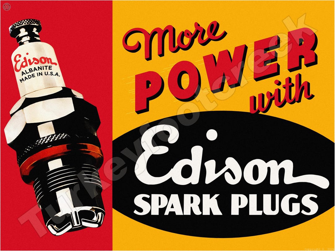 Edison Spark Plugs 9 X 12 Sign - Etsy