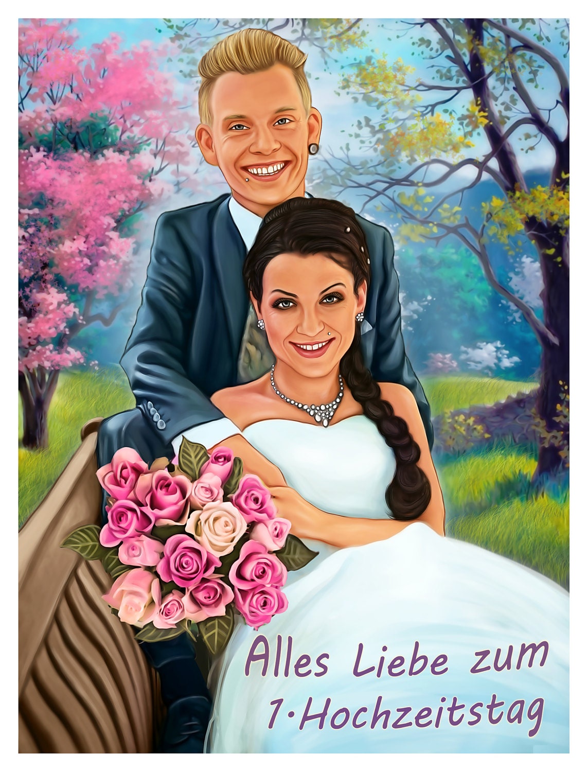 Cartoon Wedding Portrait Wedding Invitation Wedding - Etsy