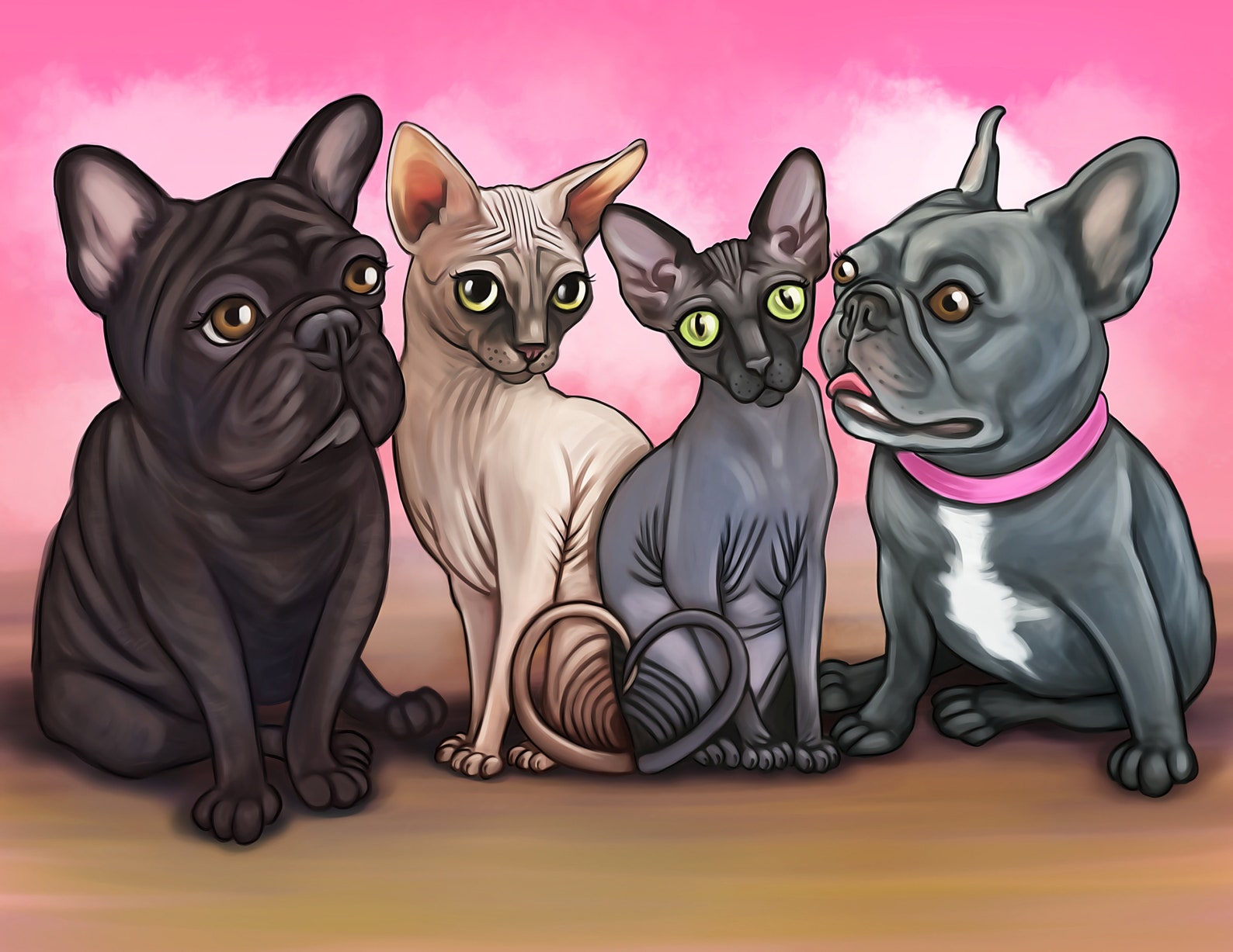 Custom Cartoon Pet Portrait Pet Caricature Cartoon Drawing | Etsy