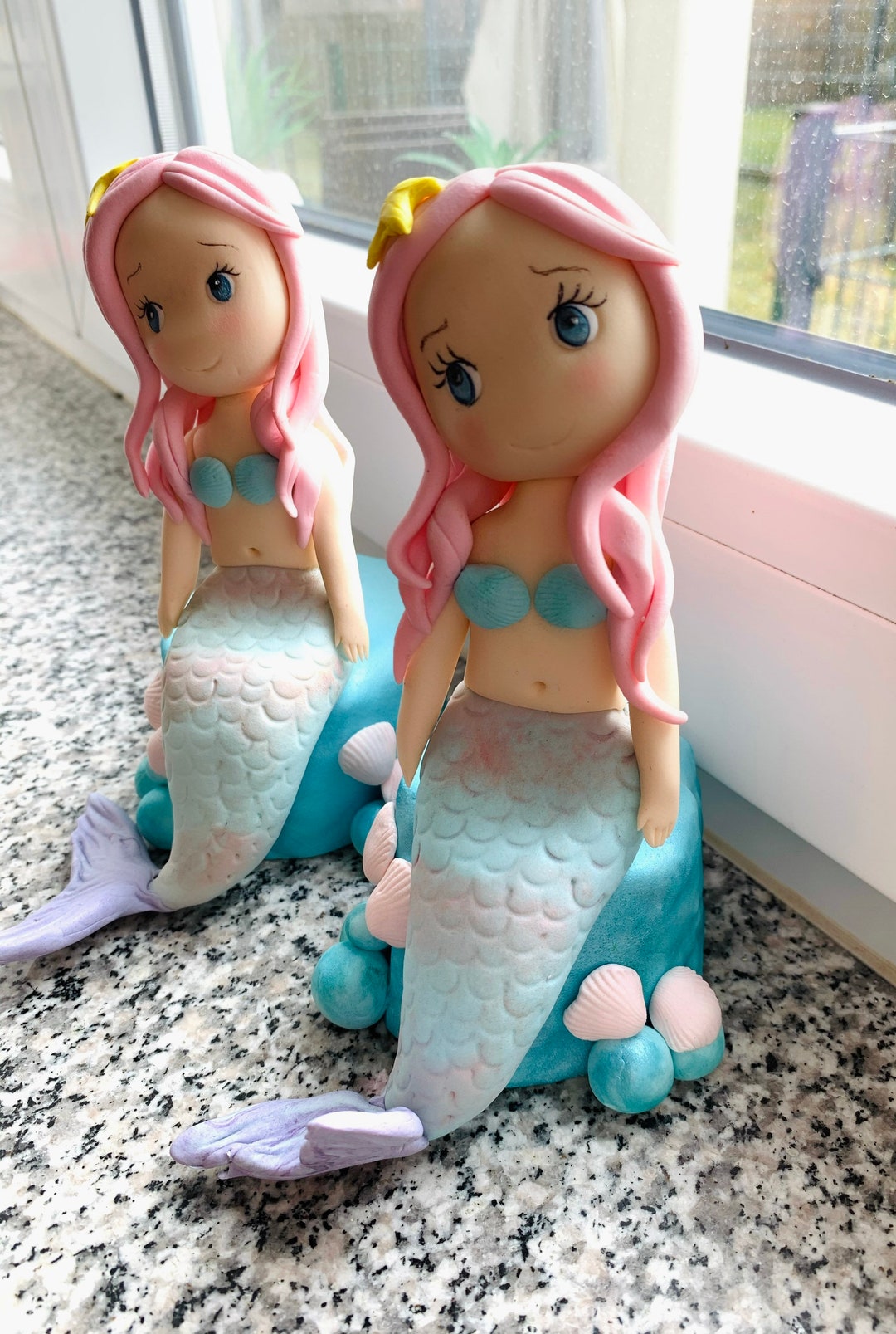 Mermaid Cake Topper - Fondant Figurine - Personalized Cake Decoration ...