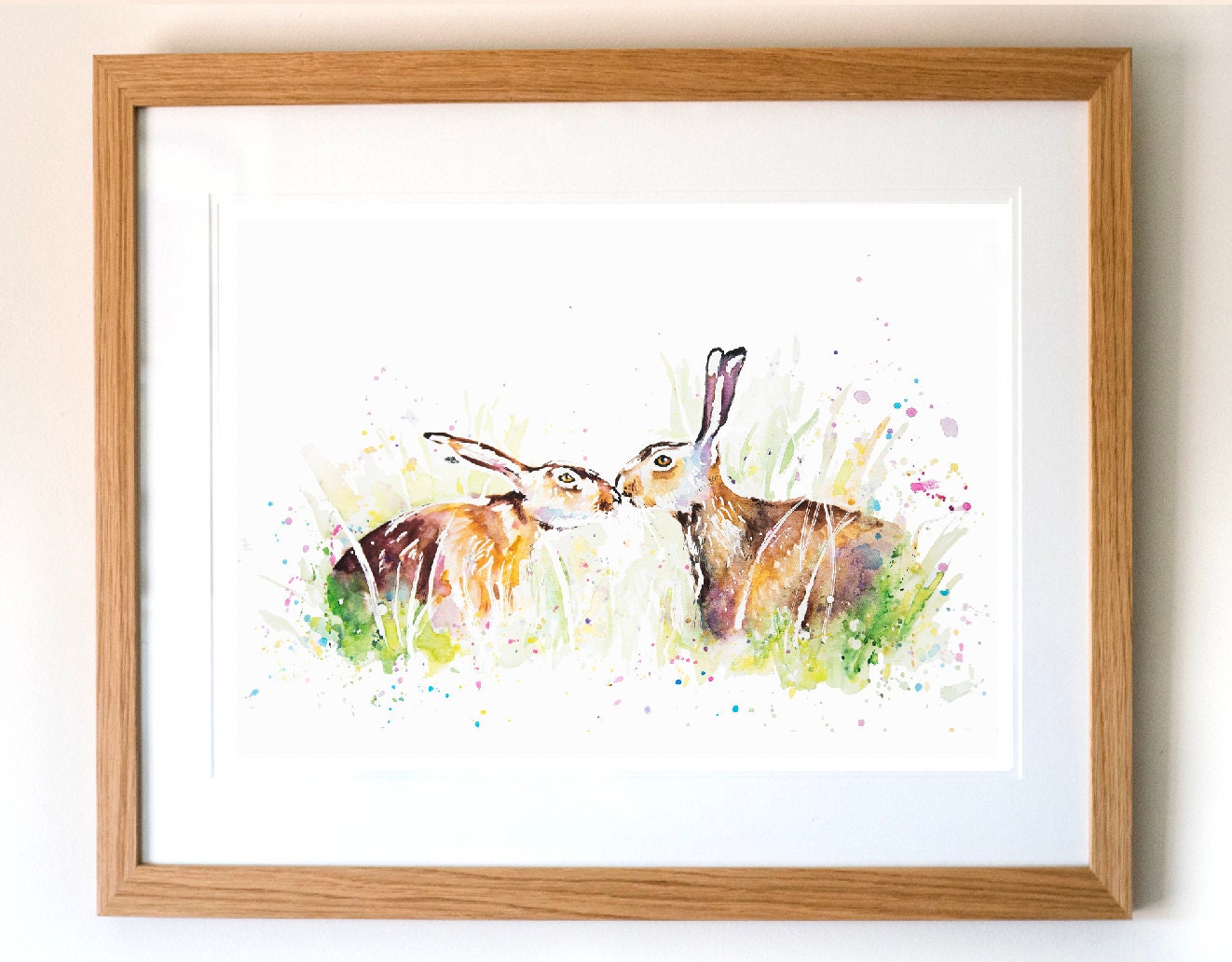 Two Hares Kissing - Fine Art Print - Etsy UK