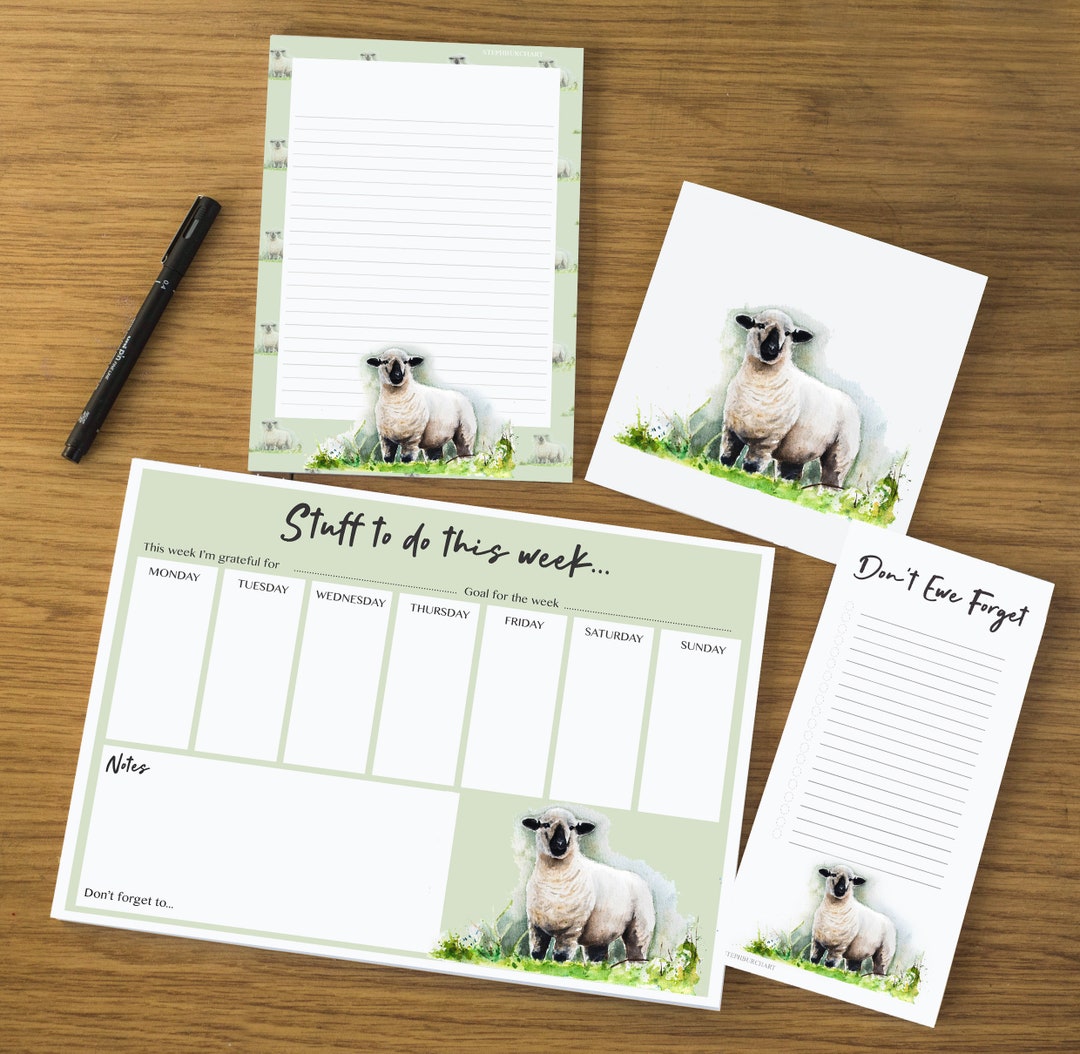 Sheep Planner and Notepad Set - Etsy