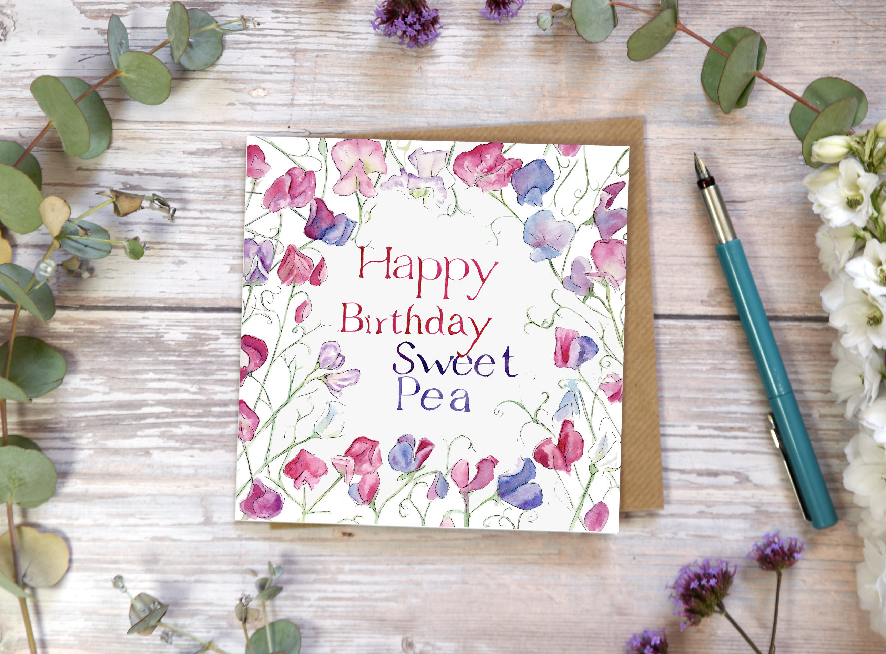 Happy Birthday Sweet Pea - Blank Birthday Greetings Card - Etsy UK