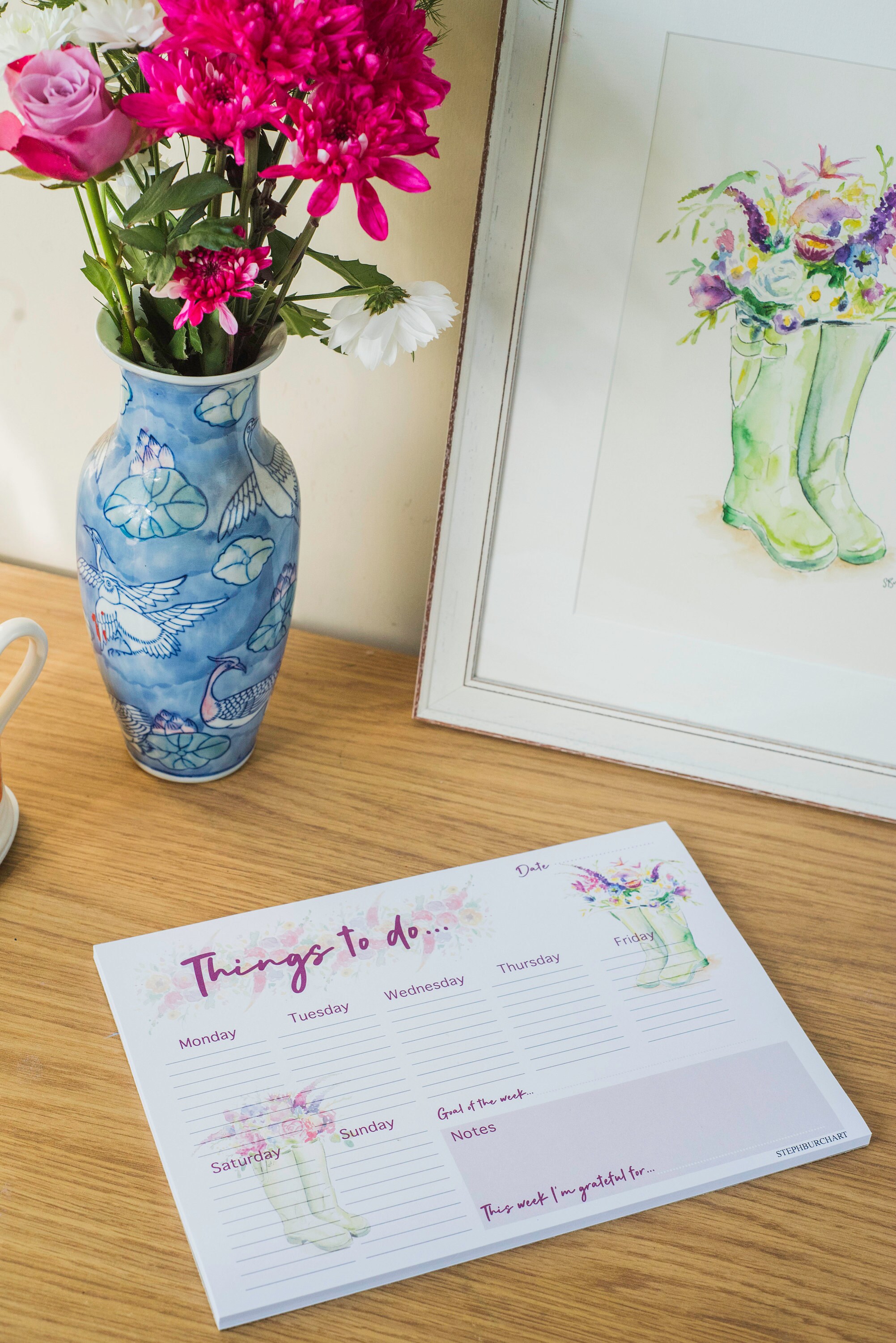 Weekly Planner A4 Flowers in Wellies Things to Do - Etsy