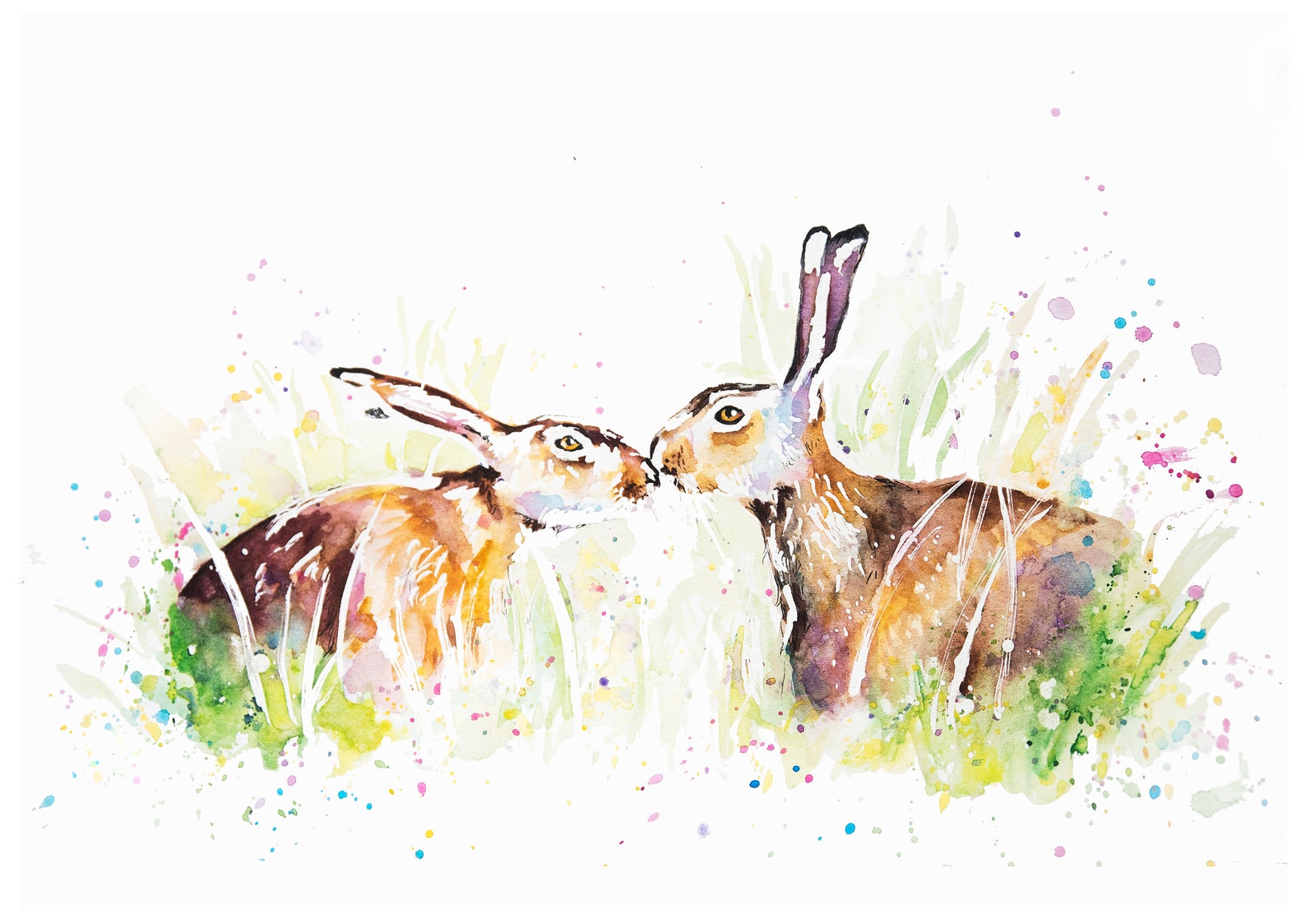 Two Hares Kissing Fine Art Print - Etsy UK
