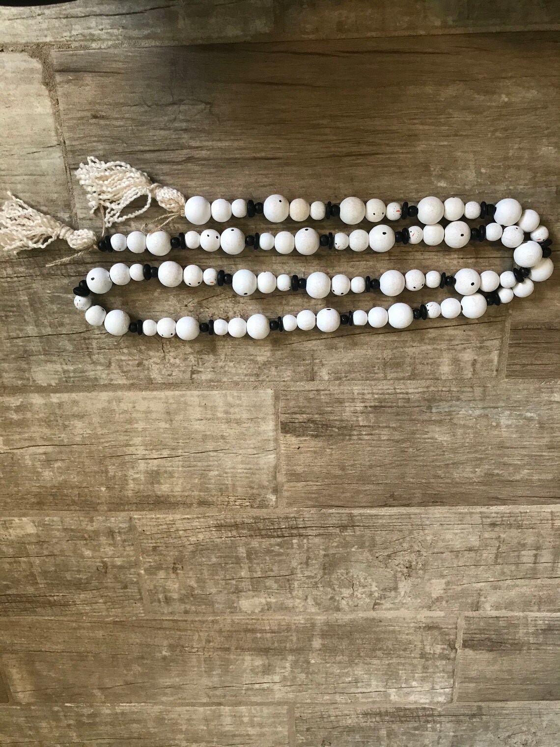 Snowman Garland Wood Bead Farmhouse Garland - Etsy