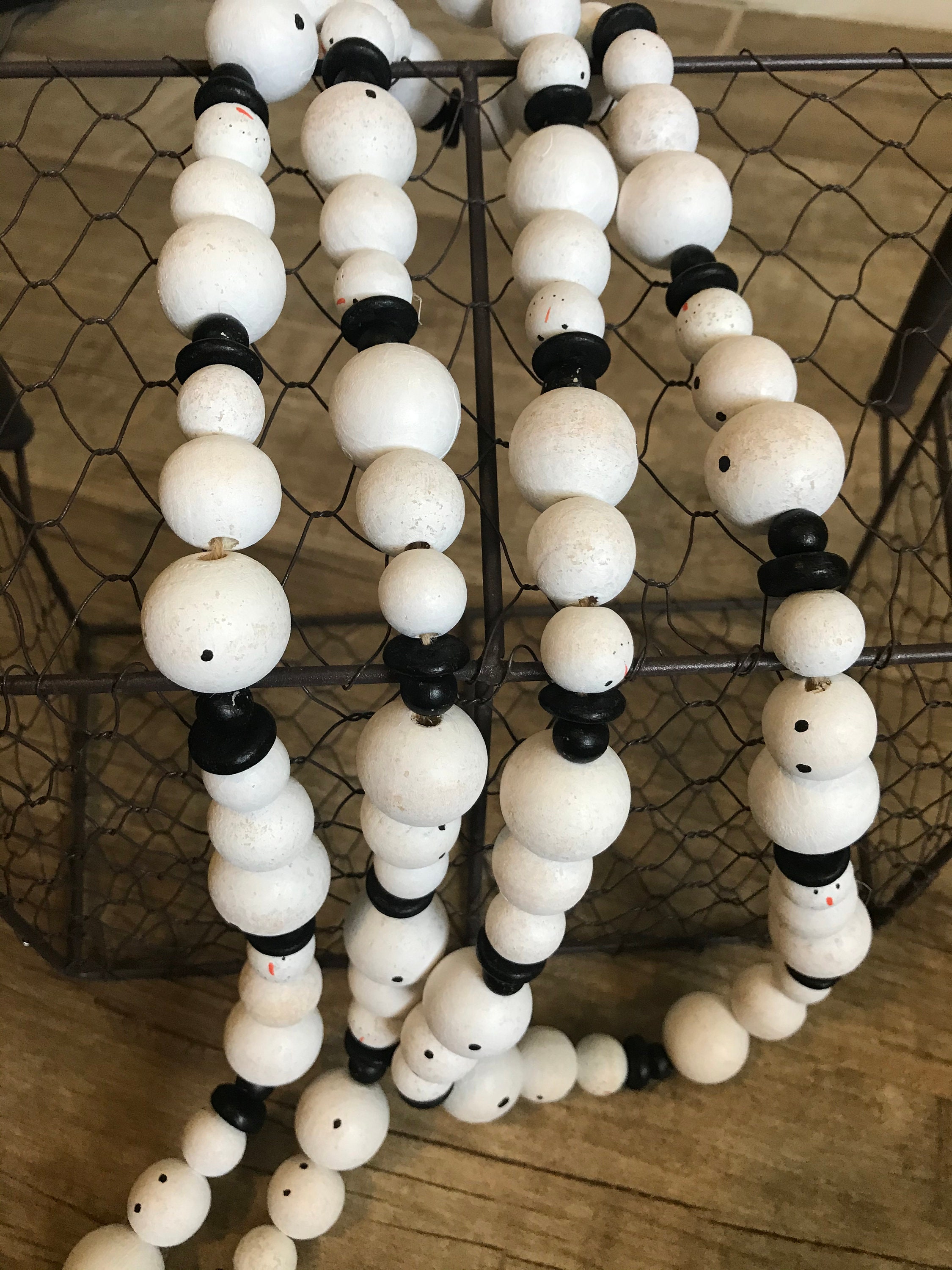 Snowman Garland Wood Bead Farmhouse Garland - Etsy