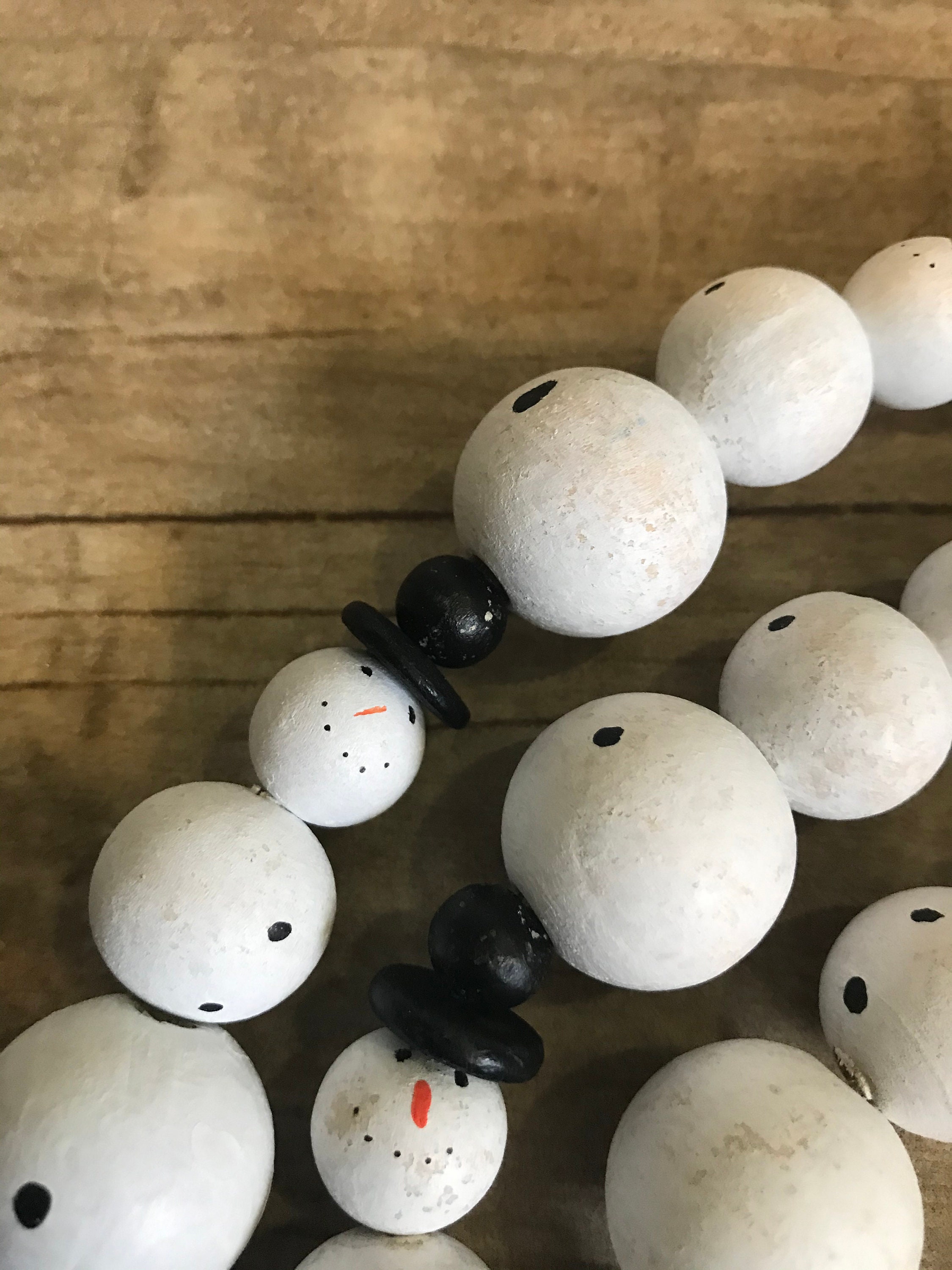 Snowman Garland Wood Bead Farmhouse Garland - Etsy