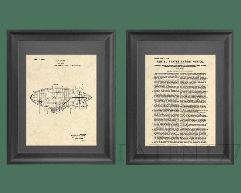 Patent Prints - 1926 Goodyear Blimp Patent Art - Vintage Aviation Wall ...