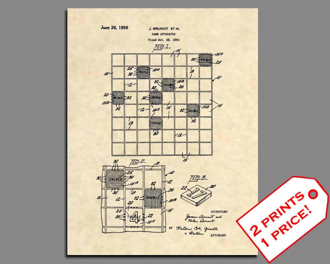 Toy Poster Art Scrabble Board Game Toy Patent Art Vintage Patent Prints ...