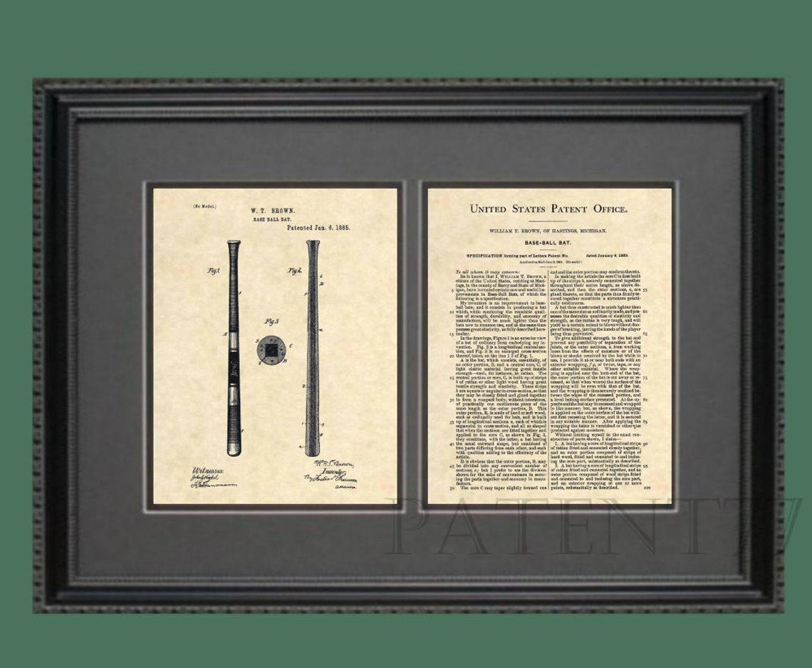 Baseball Patent Vintage Baseball Bat Wall Art Baseball - Etsy