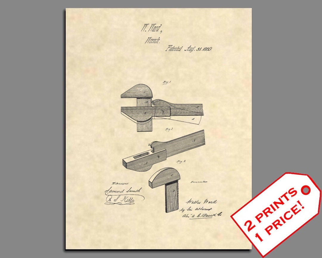 Patent Print Adjustable Wrench Patent Art Vintage Garage Art Wall Art ...