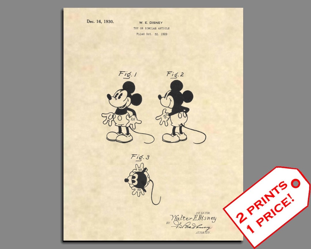 Disney Mickey Mouse Patent - Mickey Mouse Poster - Mickey Mouse Art ...
