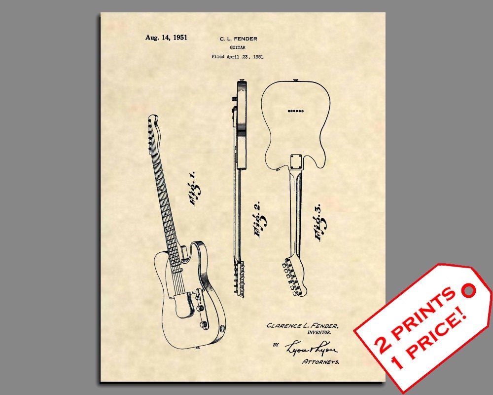 Guitar Patent Vintage Fender Telecaster Guitar Poster - Etsy