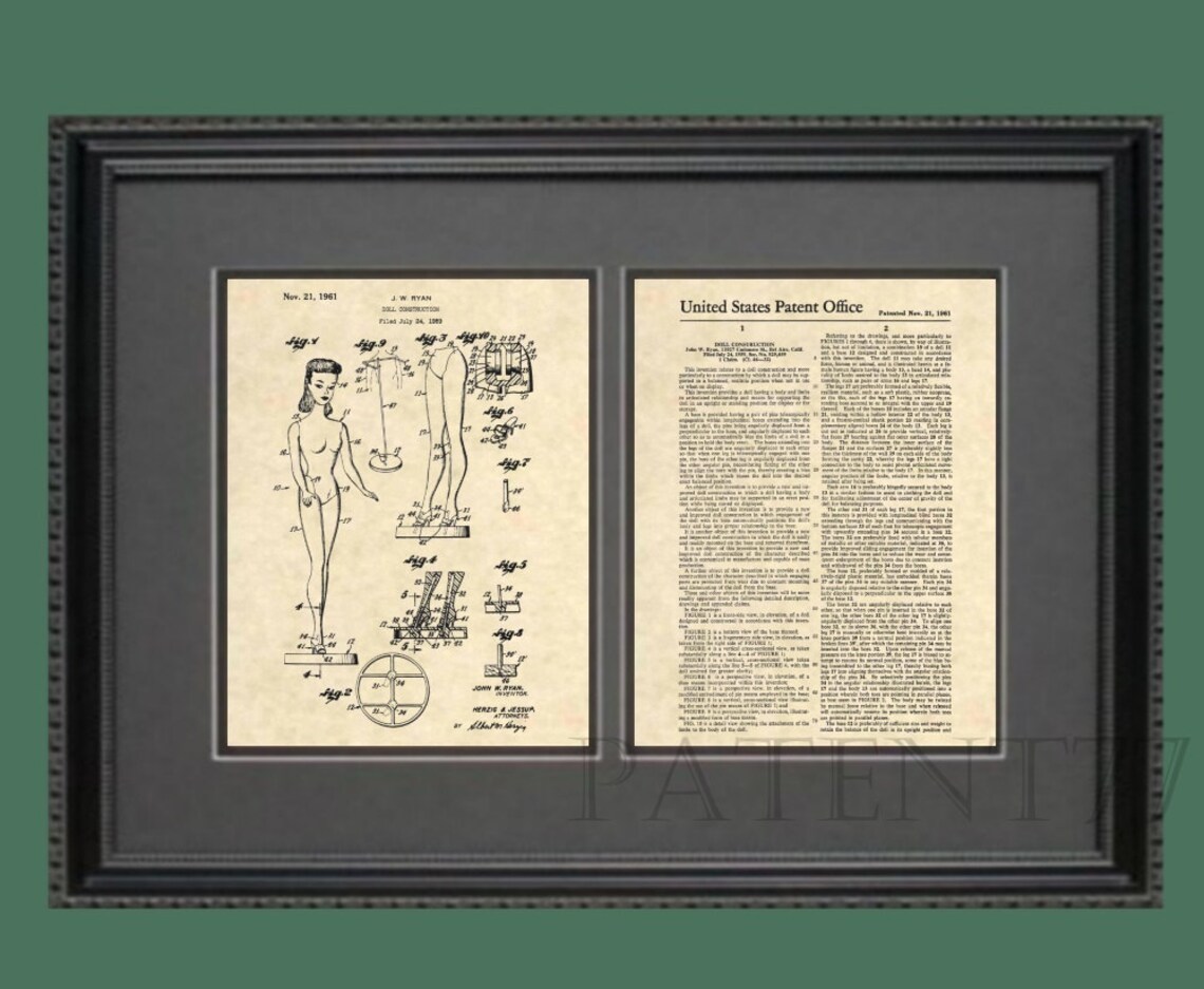 Patent Prints 1959 Barbie Doll Patent Art Vintage Barbie - Etsy