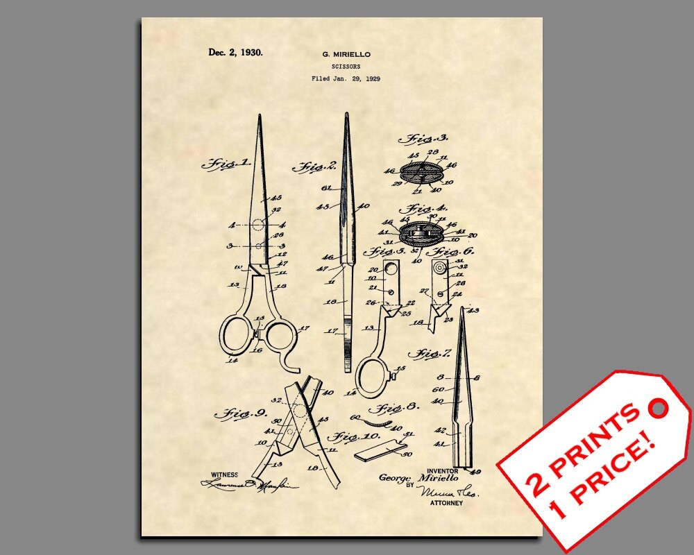 Salon Decor - Hair Stylist Scissors Patent Prints - Hair Stylist Patent ...