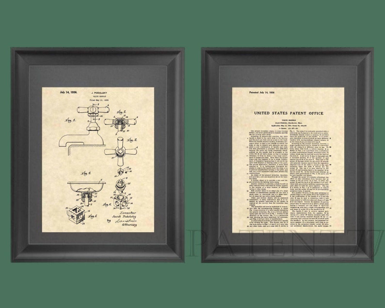 Patent Prints Bath Faucet Patent Art Vintage Bathroom - Etsy