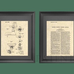 Patent Prints Bath Faucet Patent Art Vintage Bathroom - Etsy