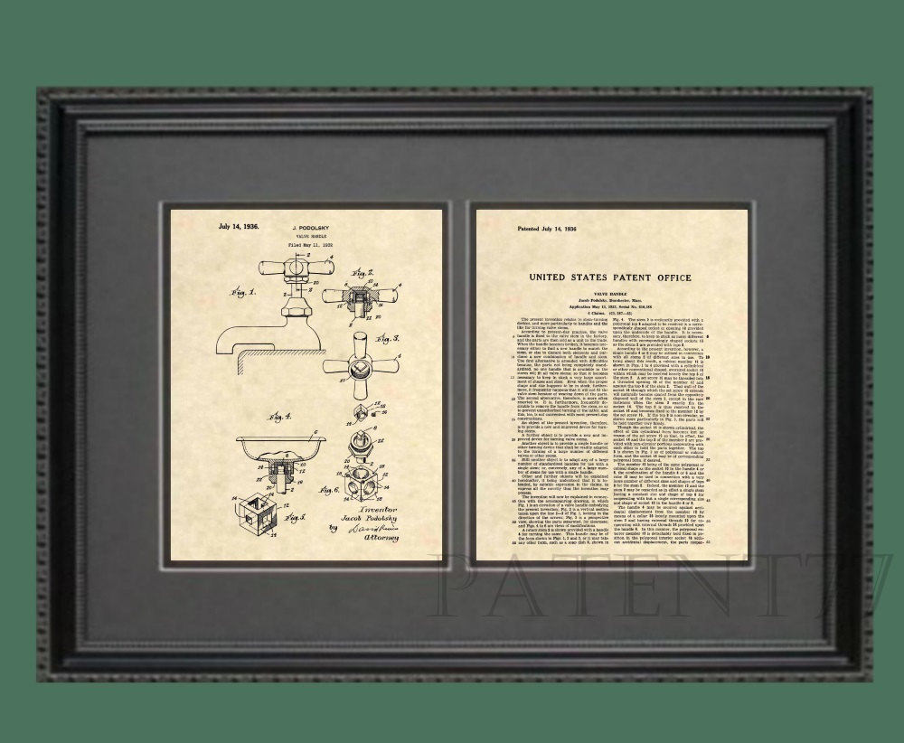 Patent Prints Bath Faucet Patent Art Vintage Bathroom - Etsy