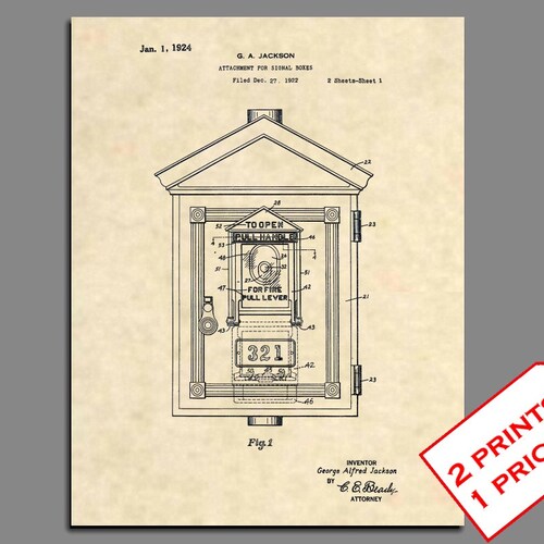 Automatic Fire Alarm Patent Print Poster 1898 Historical - Etsy