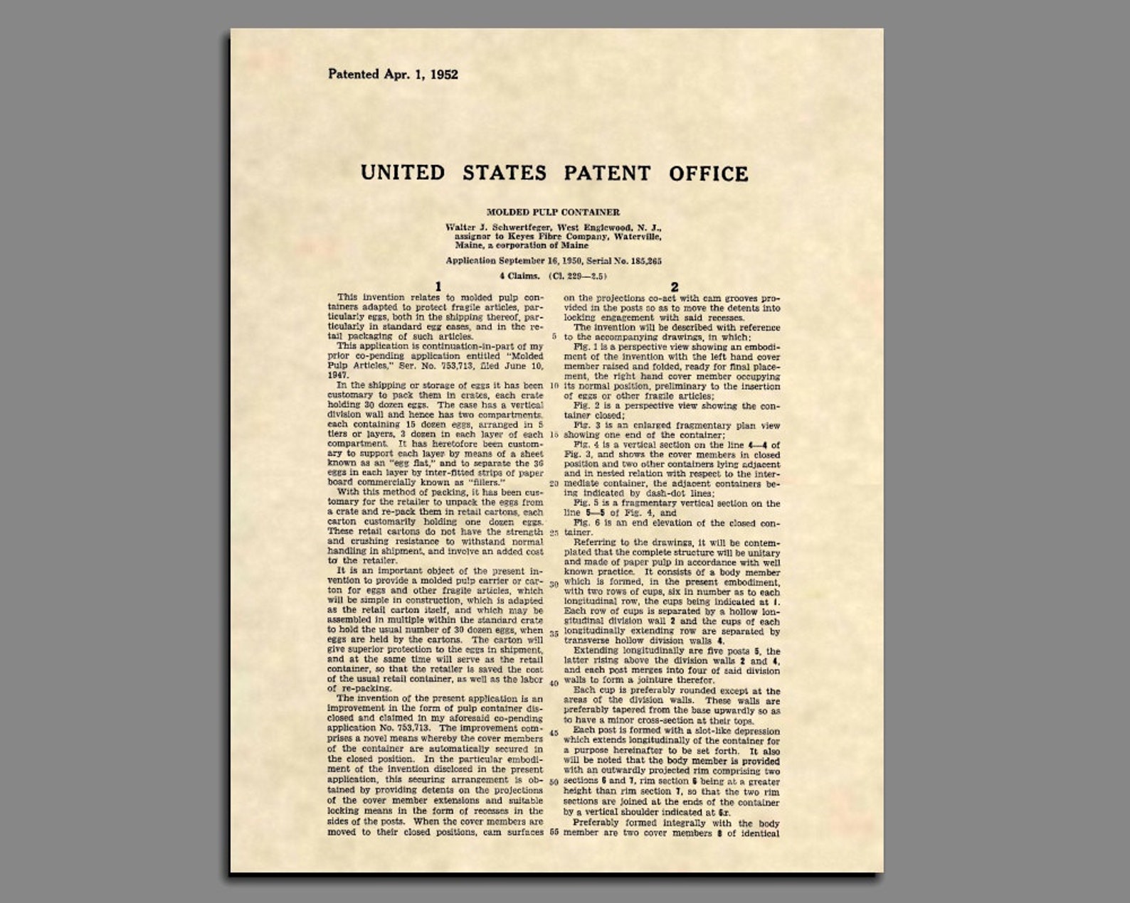 Patent Prints Egg Carton Patent Art Vintage Kitchen Decor - Etsy