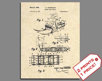 Snowmobile Patent Print Wall Art Snowmobile Gift - Etsy