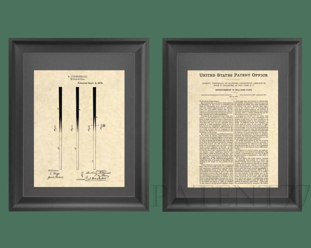 Patent Art Pool Cue Patent Prints Pool Stick Patent Print - Etsy