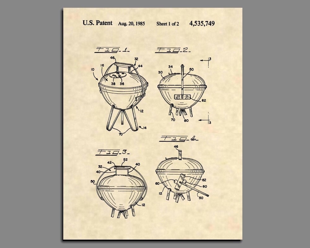 Patent Prints Weber Grill BBQ Art Patent Print Vintage BBQ - Etsy