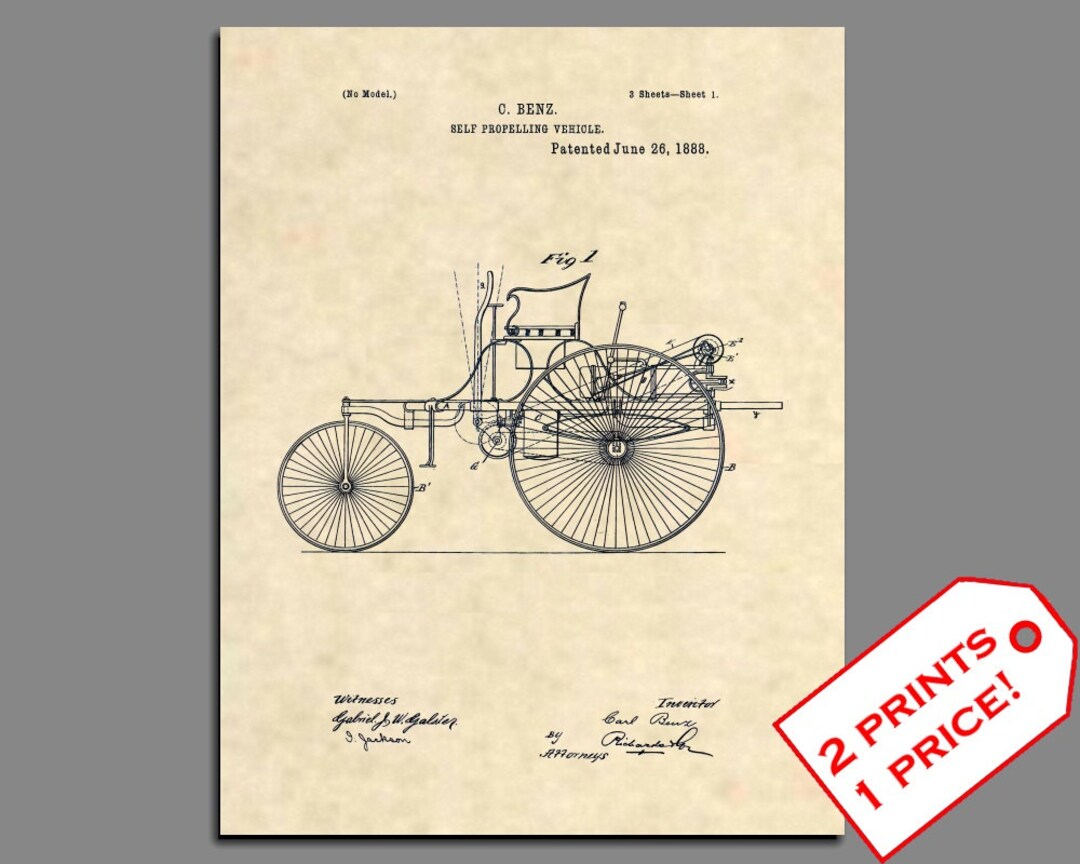 Patent Prints FIRST Mercedes Benz Patent Art Vintage - Etsy