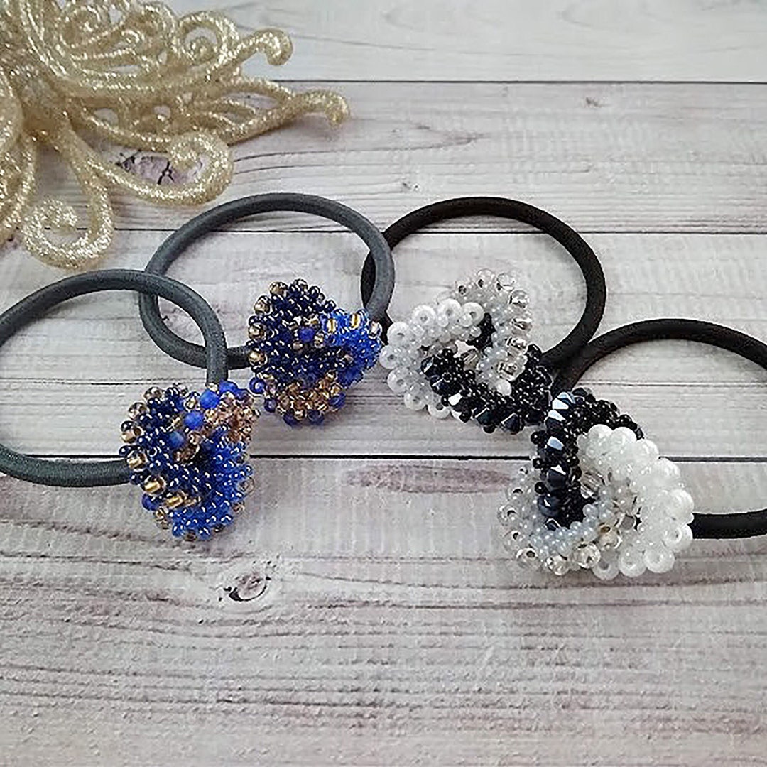 Beaded Ponytail Holder Set: Handmade Hair Ties for Girls - Etsy