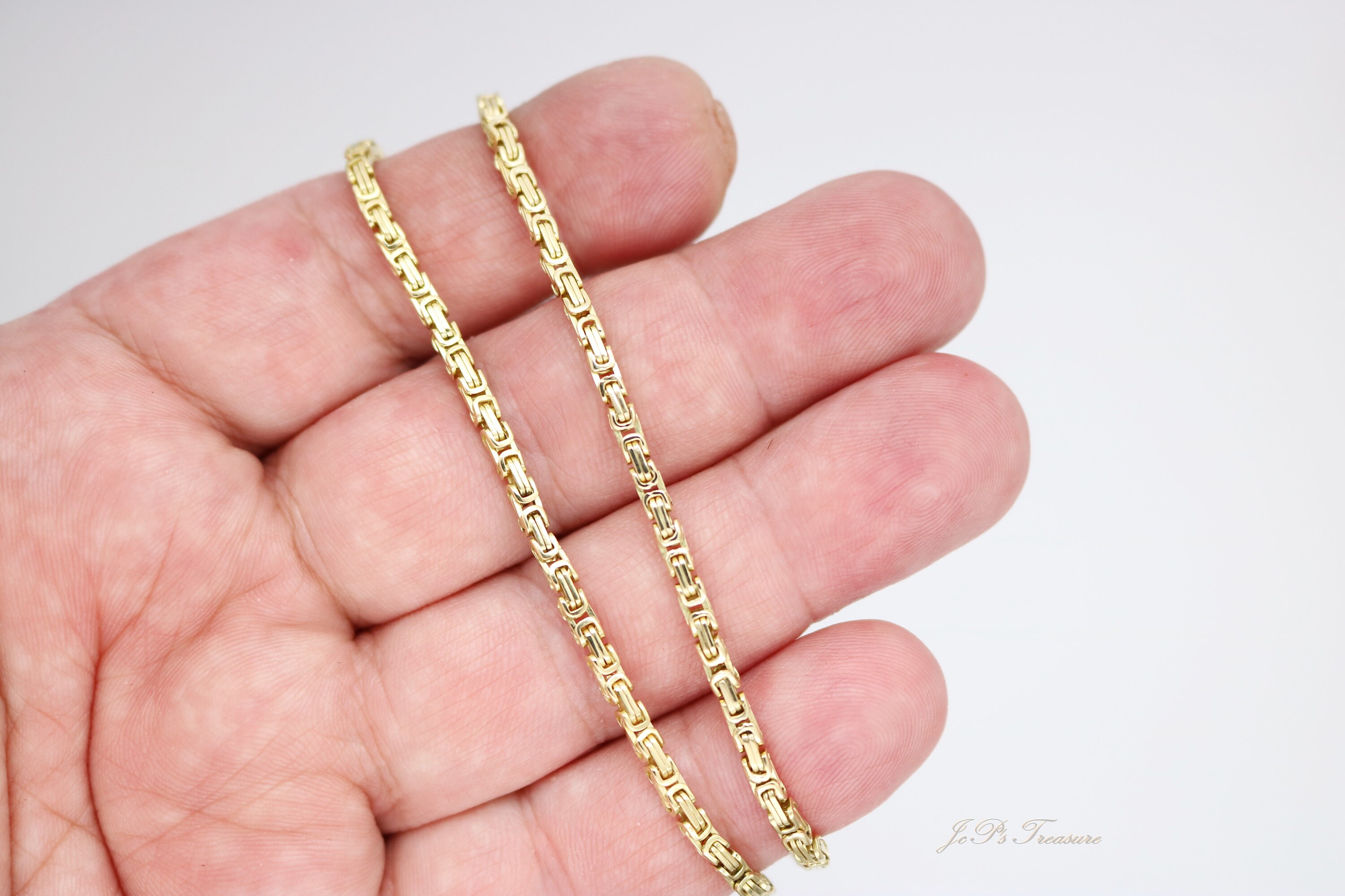 18k Solid Gold King/byzantine Chain in Bracelet 69 or | Etsy