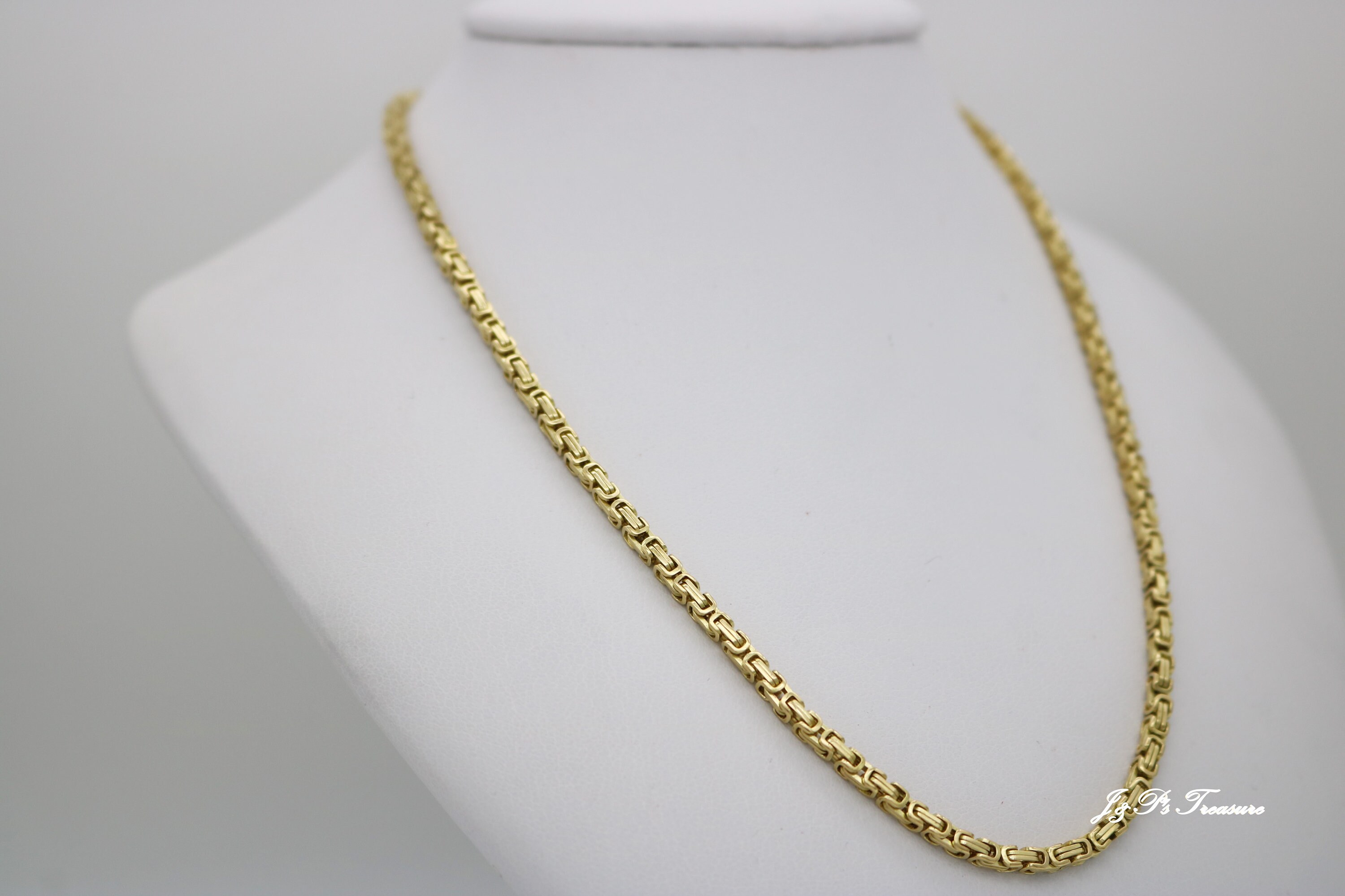 18k Solid Gold King/byzantine Chain in Bracelet 69 or | Etsy