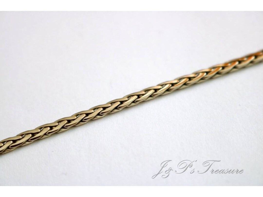 Personalized 14k or 18k Solid Gold Flat Wheat Necklace Chain, 100% ...