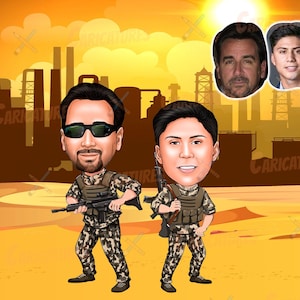 Military Retirement Gift - Custom Cartoon Portrait From Photo, Army ...