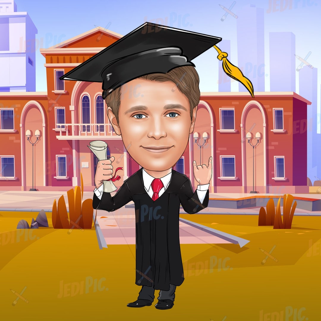 Phd Graduation Gift - Custom Caricature From Photo, Phd Graduation Gift ...