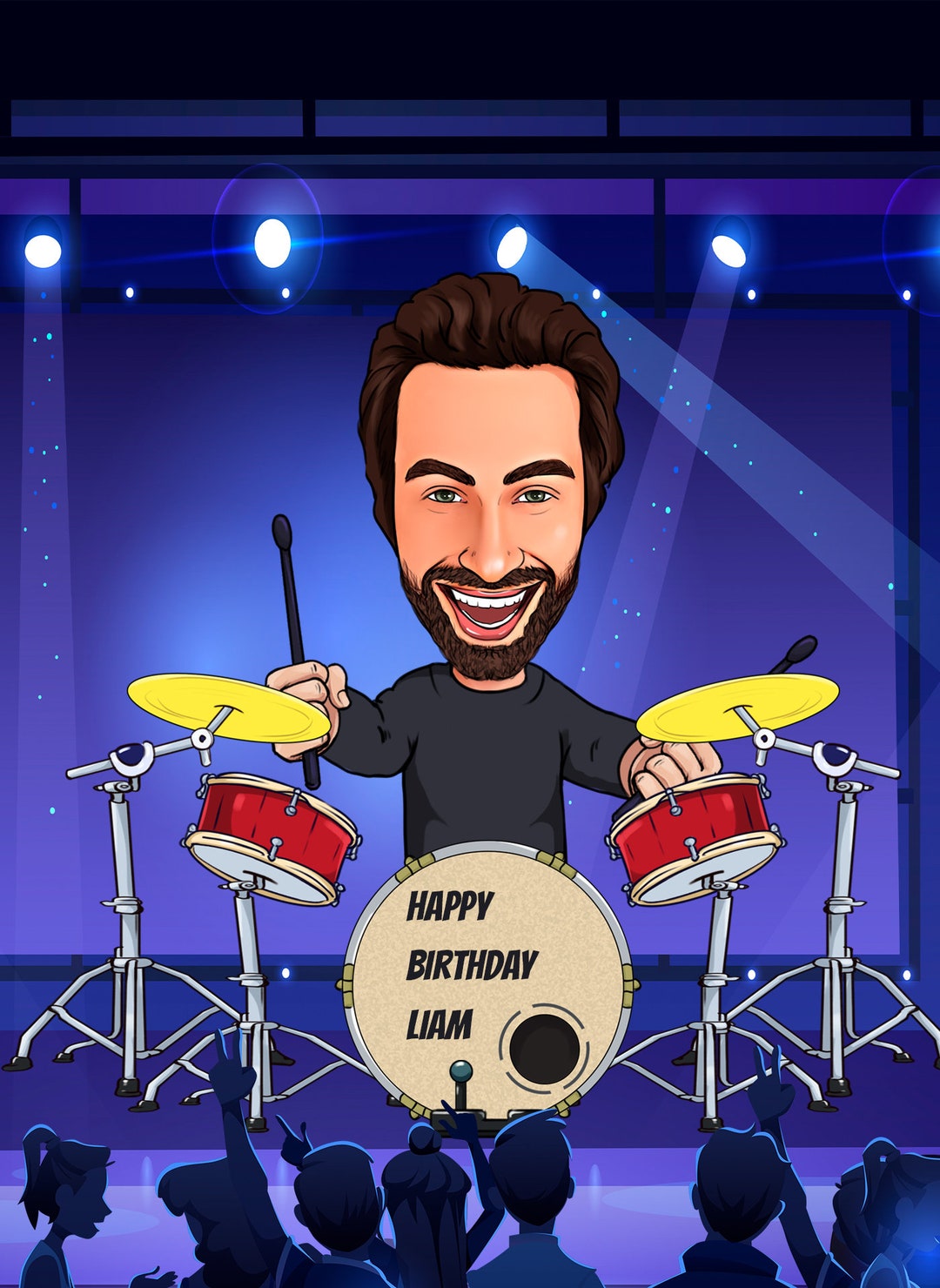 Drummer Gift - Custom Caricature From Photo, Percussion Gift ...