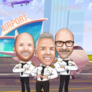 Pilot Gift - Custom Cartoon Portrait From Your Photo, Pilot Gift Idea ...