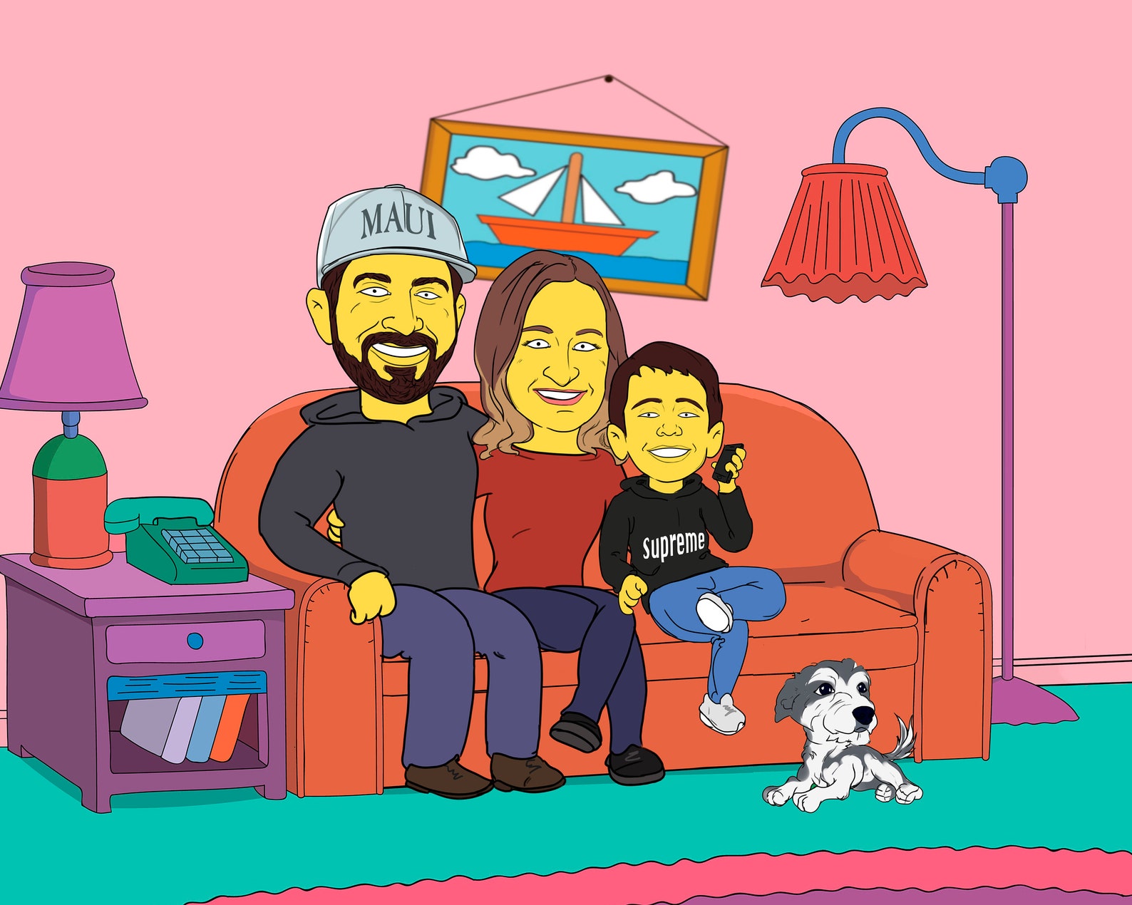 SIMPSONS PORTRAIT on the Couch / Simpsons Family Portrait / - Etsy