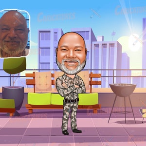 Military Retirement Gift - Custom Cartoon Portrait From Photo, Army ...