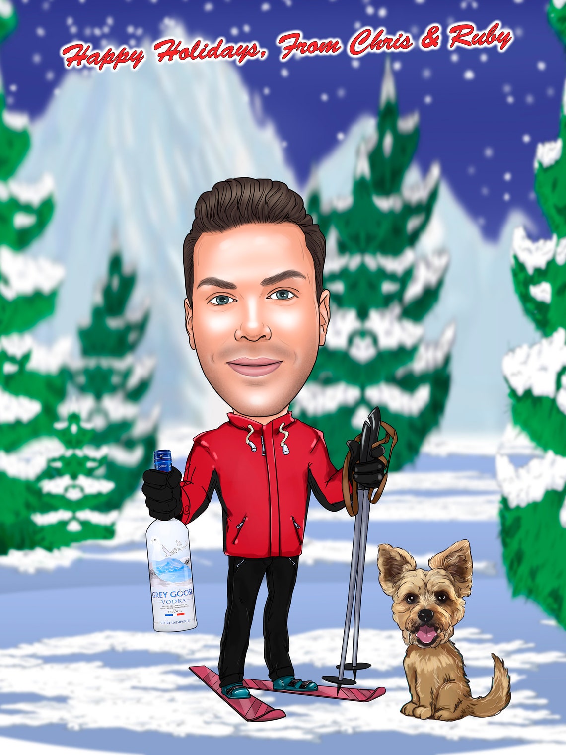 Skier Gift - Custom Cartoon Caricature, Skiing Gifts - Etsy