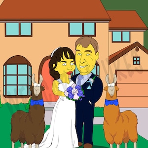 Simpsons Wedding Portrait, Custom YELLOW Character Couple Portrait ...