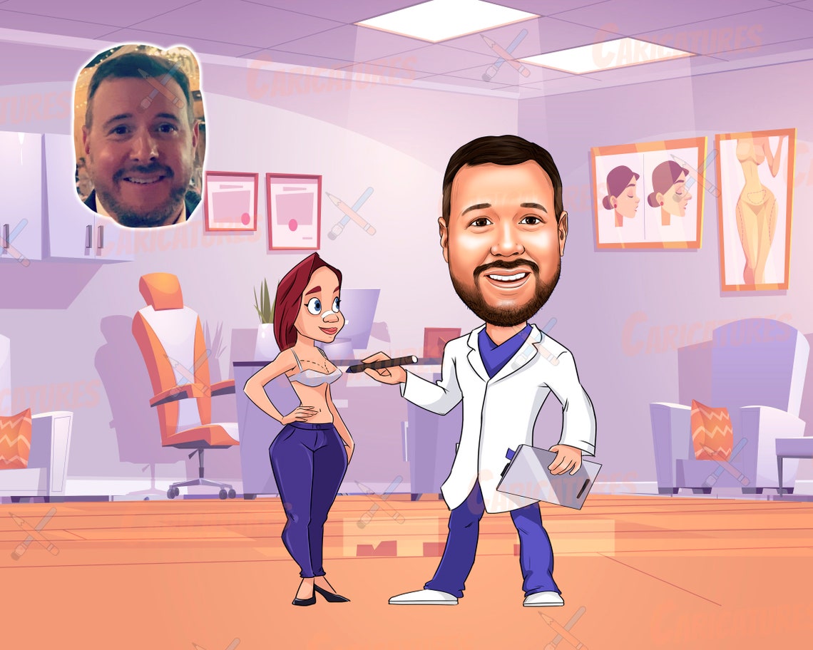 Cardiologist Gift - Custom Cartoon Portrait From Your Photo, Cardiology ...