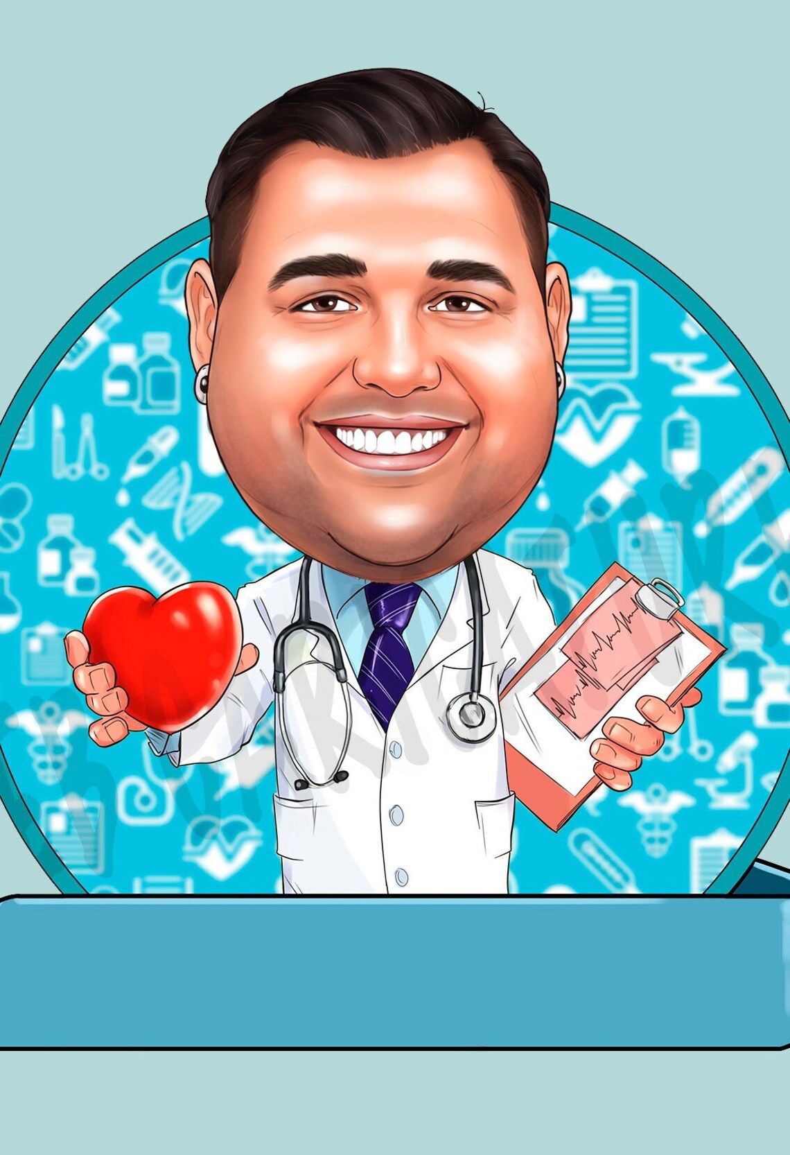 Cardiologist Gift - Custom Cartoon Portrait From Your Photo, Cardiology ...