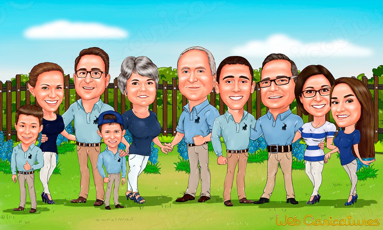 Custom Group Caricature, Custom Group Cartoon Portrait, Custom Company ...