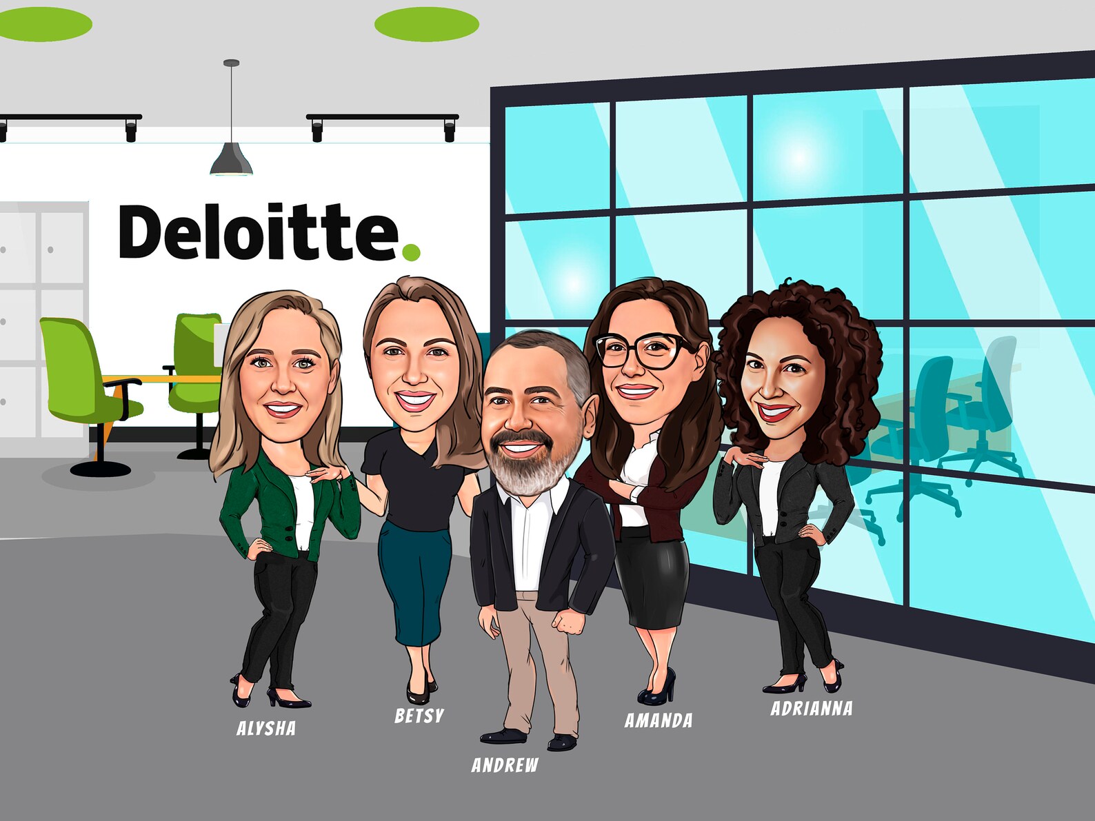 Work Team Gifts - Custom Group Cartoon Portrait, Gift for Coworkers ...