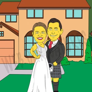 Simpsons Wedding Portrait, Custom YELLOW Character Couple Portrait ...