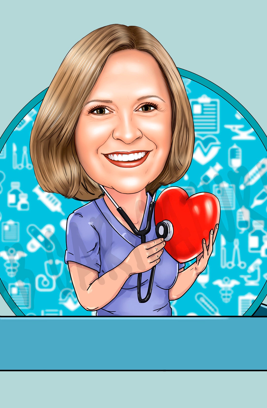 Cardiologist Gift - Custom Cartoon Portrait From Your Photo, Cardiology ...